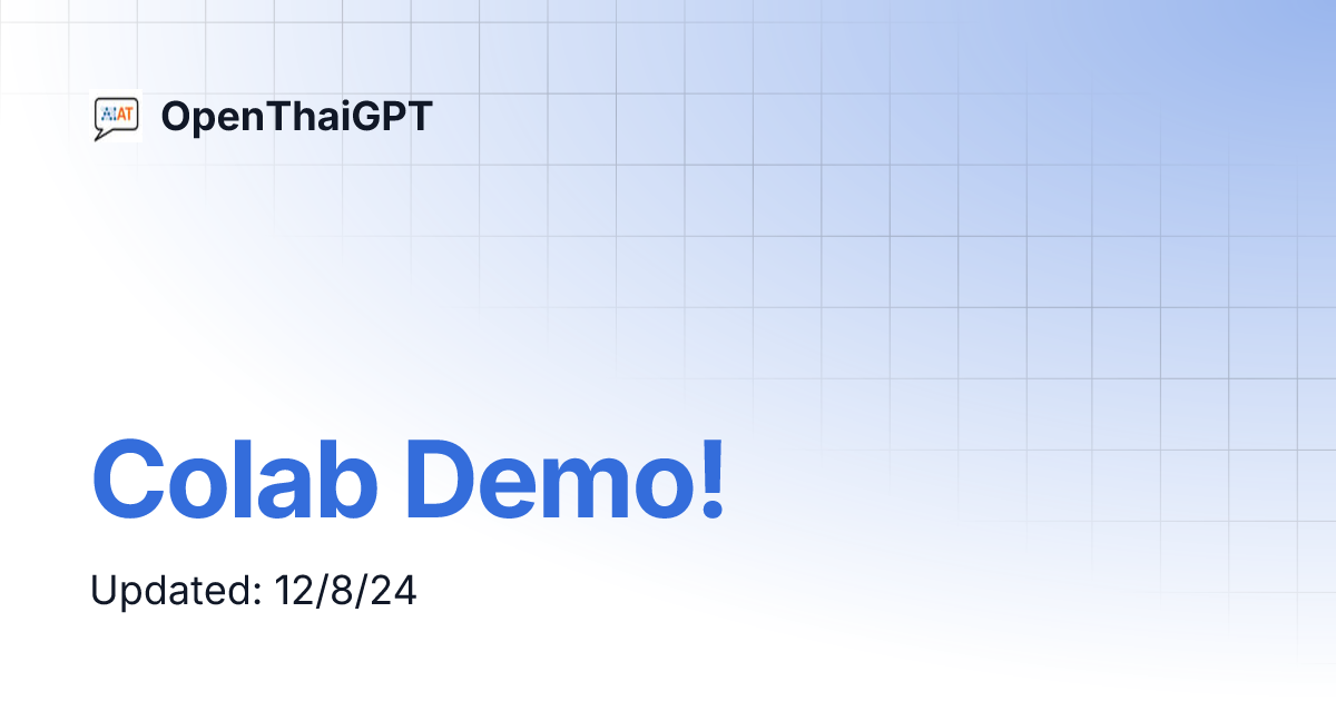 Colab Demo! | OpenThaiGPT